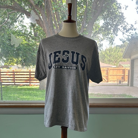 Hanes | Tops | Vintage Hanes Jesus Christ My Savior Gray Short Sleeve ...